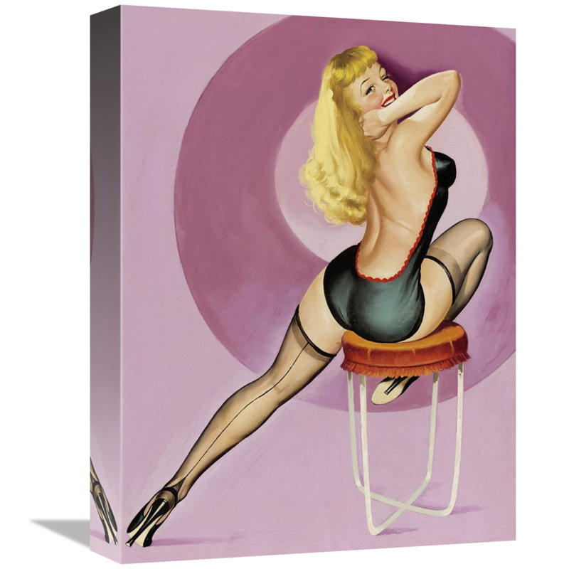 East Urban Home 'Mid-Century Pin-Ups Beauty Parade Magazine Oh Purple' Print on Wrapped Canvas ...